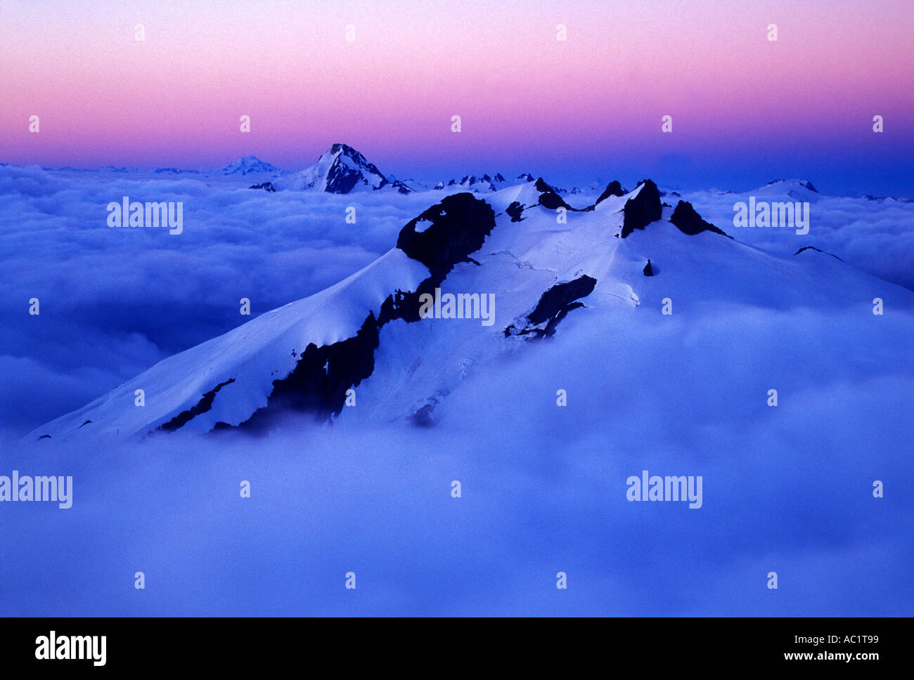 Icy Peak at dawn from the summit of Ruth Mountain North Cascades ...