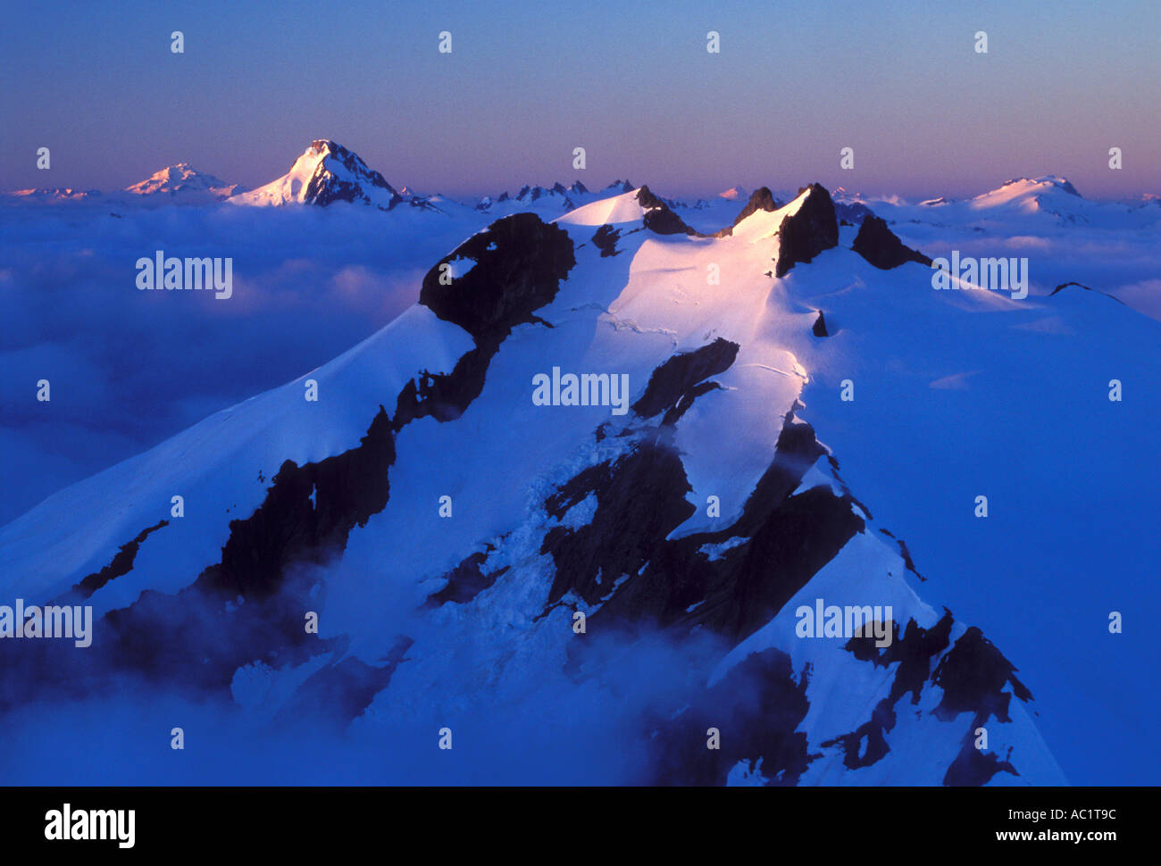 Icy Peak at sunrise from the summit of Ruth Mountain North Cascades ...