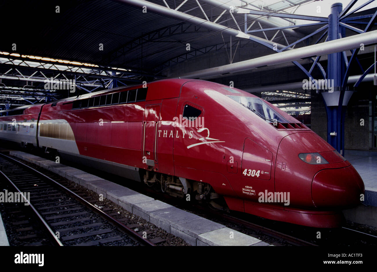 Thalys high speed train at Brussels central station Belgium Stock Photo ...