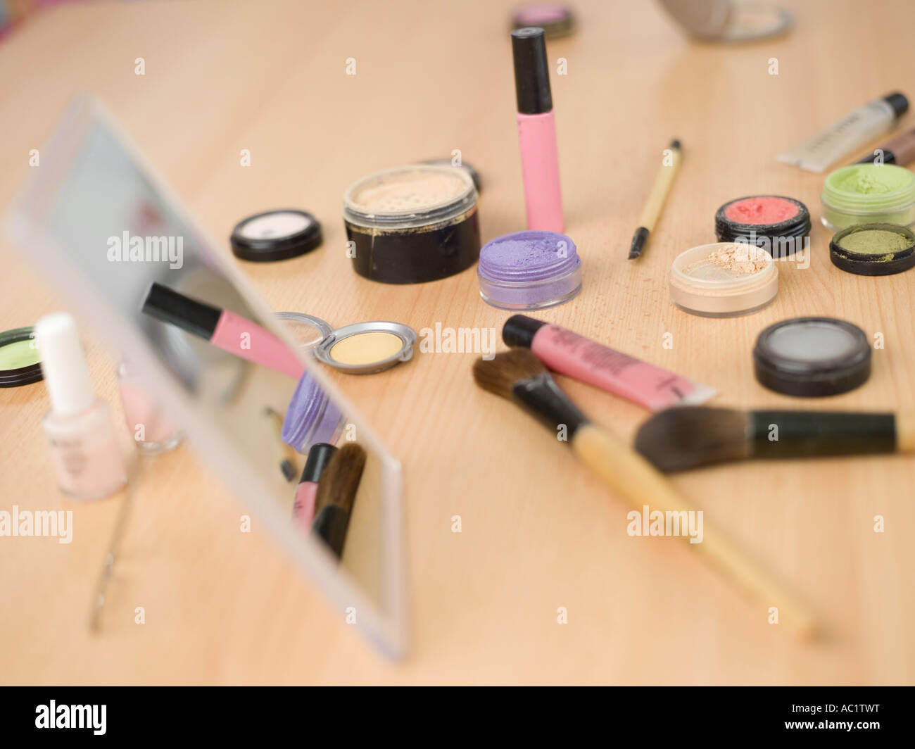 Cosmetics on table, close-up Stock Photo - Alamy