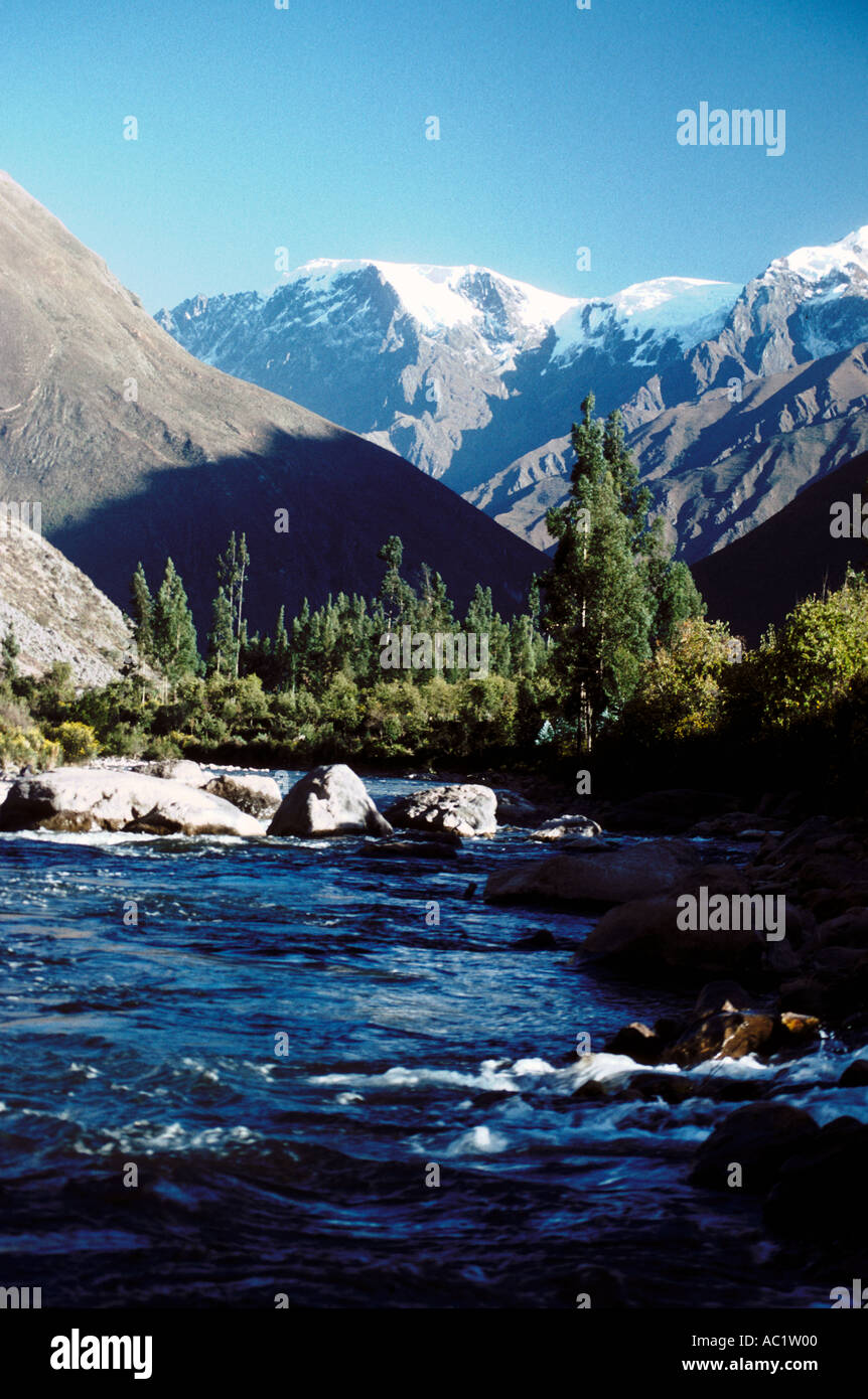 River and snow capped Andes Peru Stock Photo - Alamy