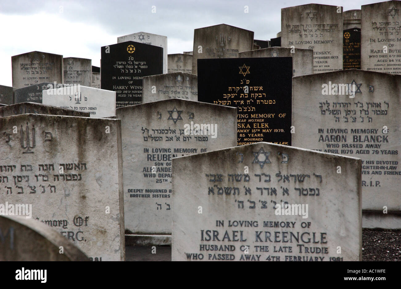 PHOTOGRAPH BY HOWARD BARLOW JEWISH GRAVESTONES in RAINSOUGH CEMETRY ...
