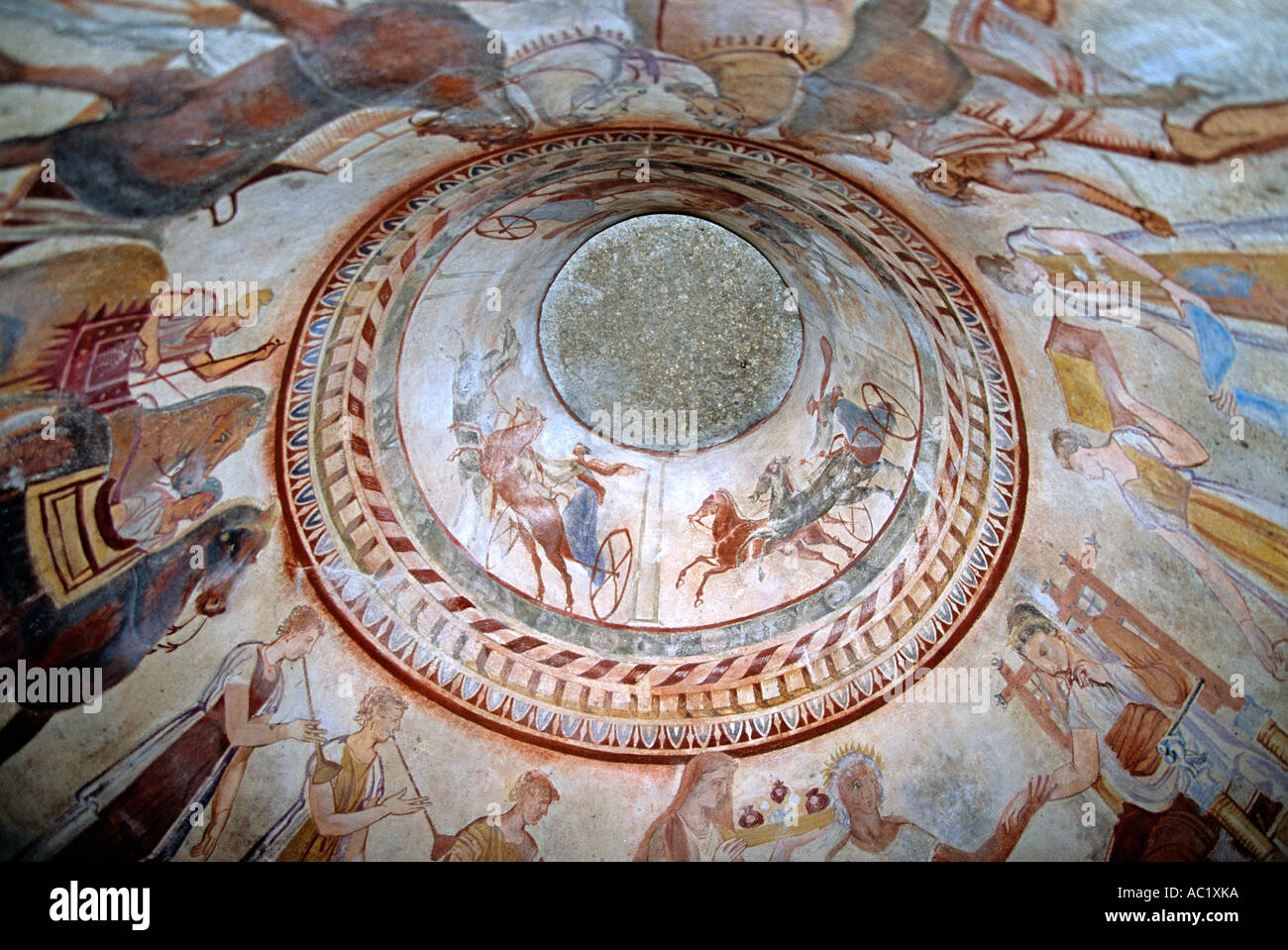 Reproduction ceiling fresco, Thracian Tomb Museum, Kazanlak, Bulgaria ...