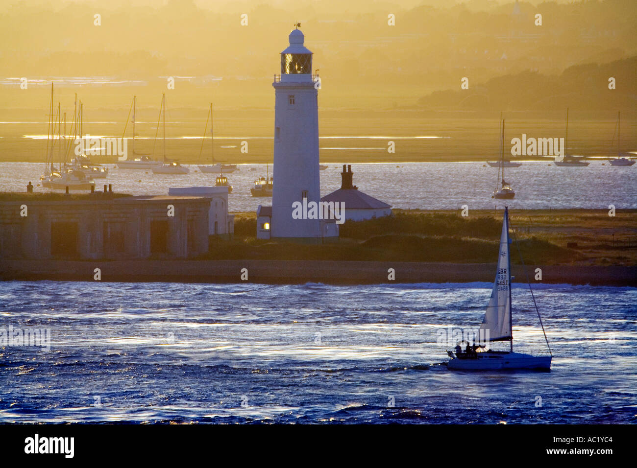 Hurst Castle Lighthouse Solent Isle of Wight England uk Great Britain ...