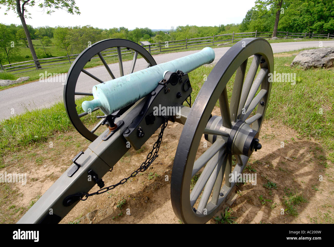 Cannons on the battlefield at the Gettysburg National Battlefield and ...