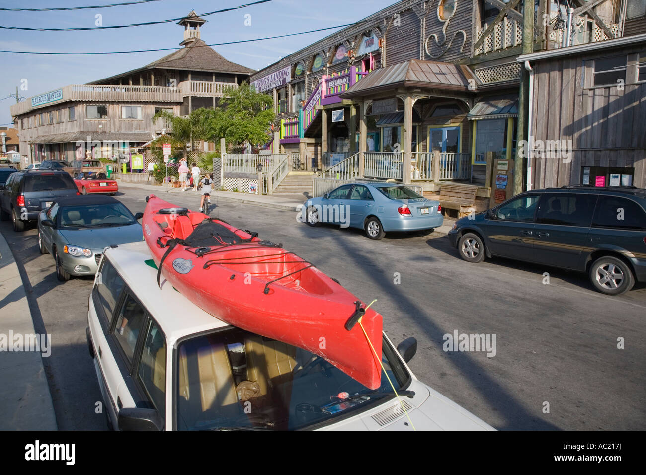 Dock Street waterfront area on Cedar Key on the Gulf Coast of Florida ...