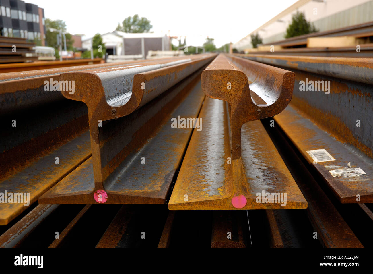 Tramway rails in profile Stock Photo - Alamy