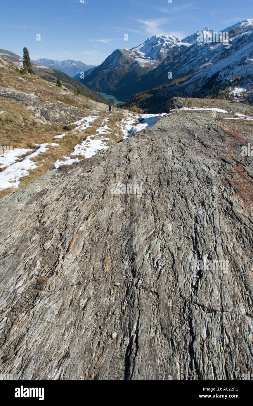 Glacial scoring on rock, Martell valley, Alto Adige, Italy Stock Photo ...