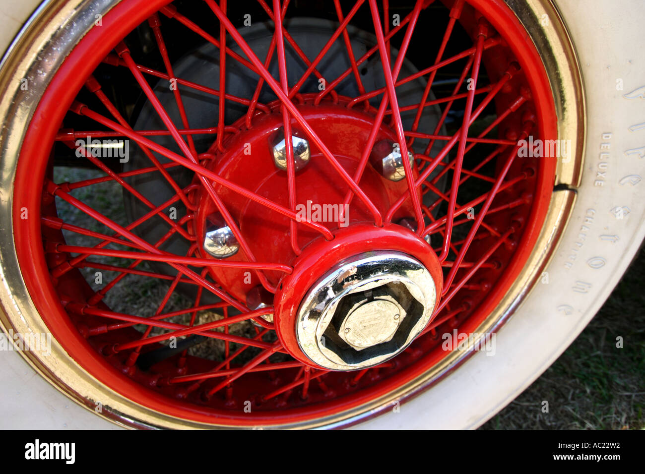 RED SPOKE WHEELS HORIZONTAL BAPDB7920 Stock Photo - Alamy