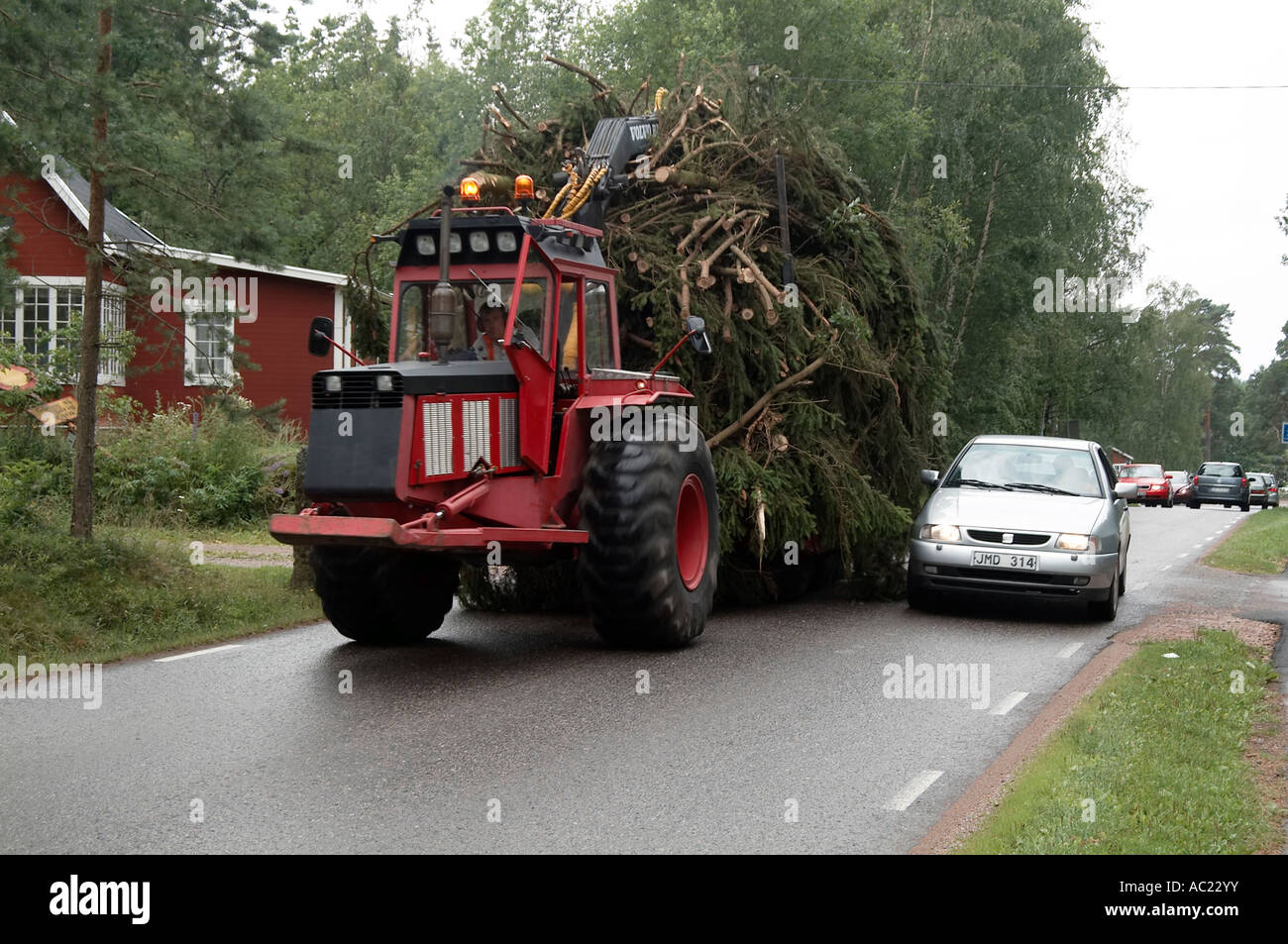 wide, load, tractor, logs, wood, timber, felling, sweden, swedish ...