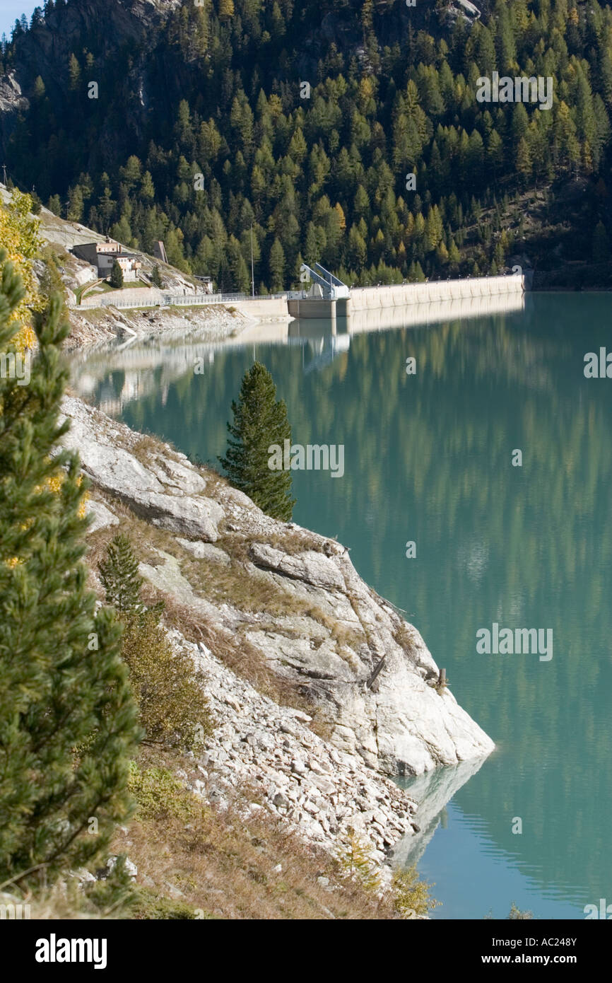 Dam of Gioveretto lake, Martell valley, Alto Adige, Italy Stock Photo ...