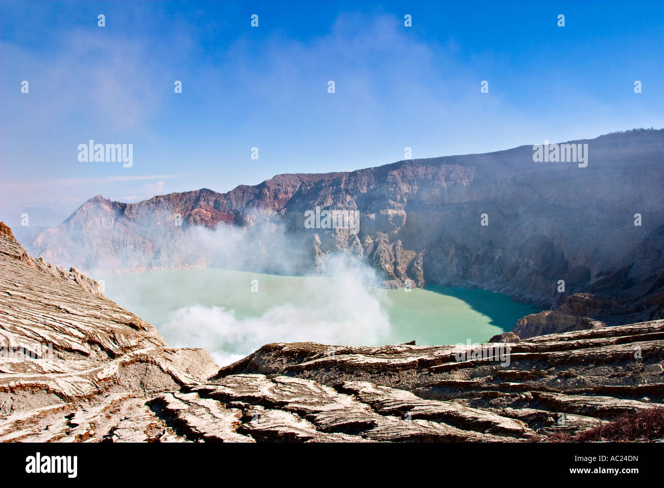 Kawa Ijen volcano crater lake, Java, Indonesia, Asia Stock Photo - Alamy