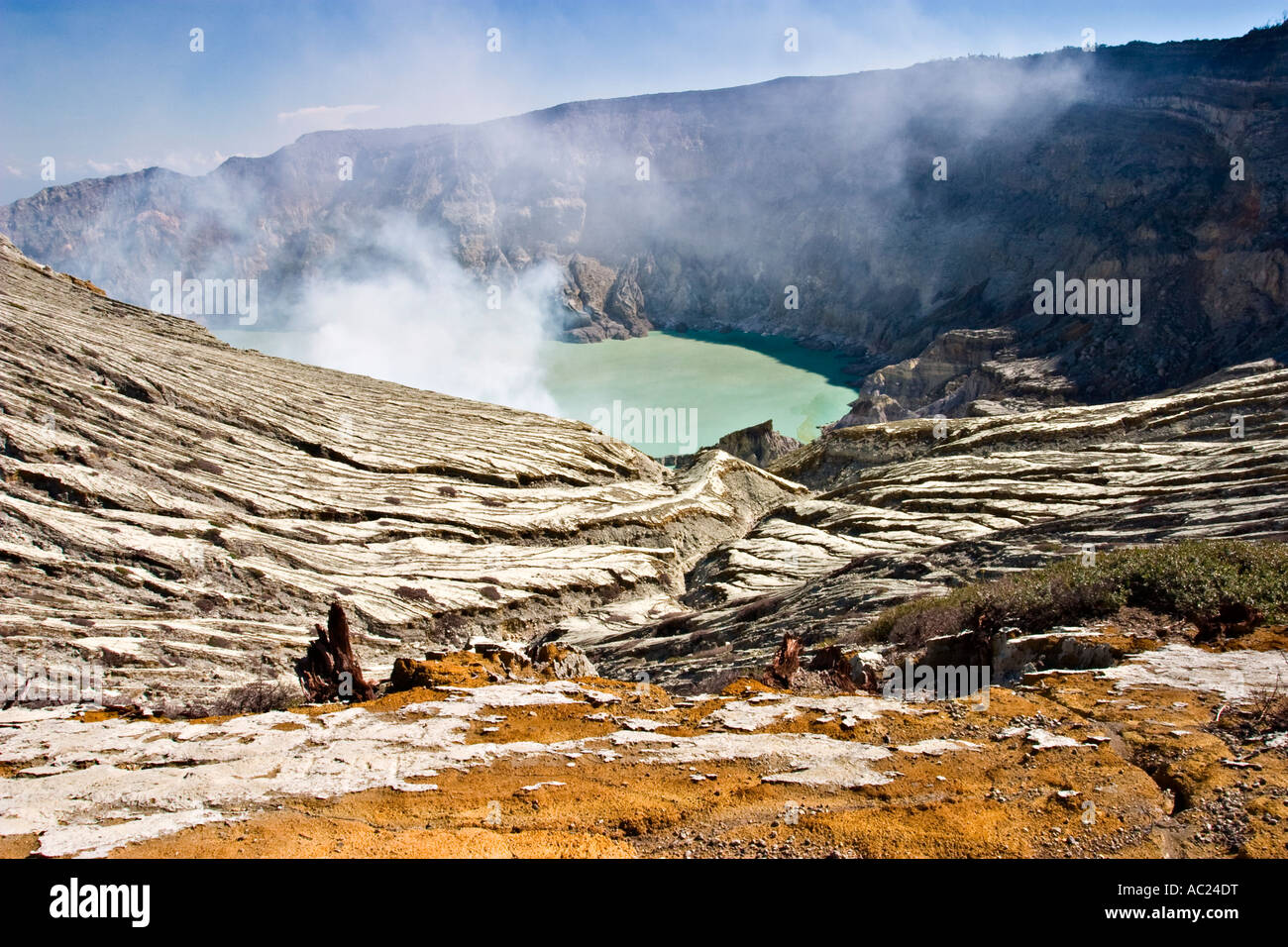 Kawa Ijen volcano crater lake, Java, Indonesia, Asia Stock Photo - Alamy