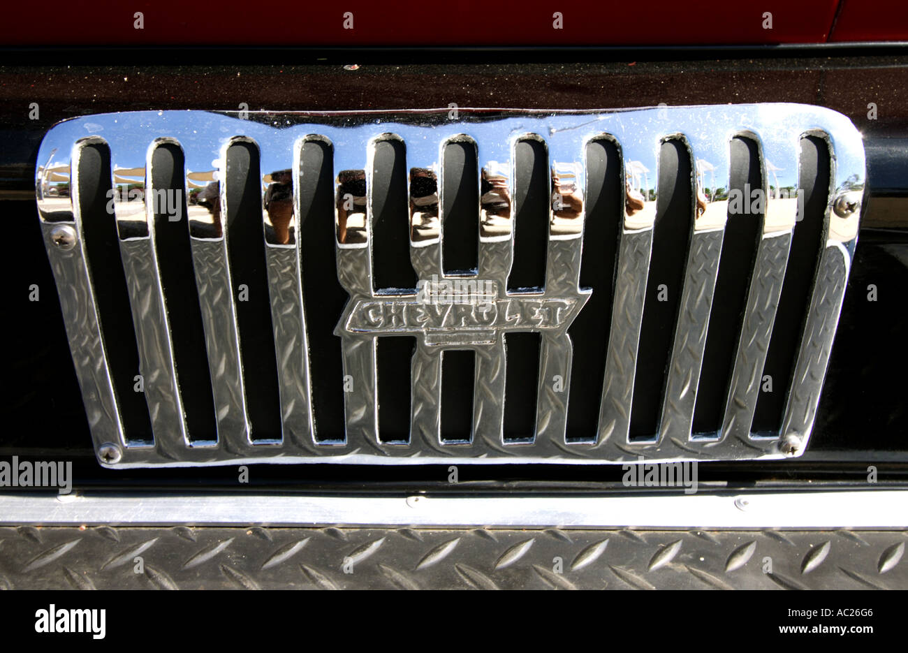 FRONT CHROME GRILLE OF CHEVROLET HORIZONTAL BAPDB7676 Stock Photo - Alamy