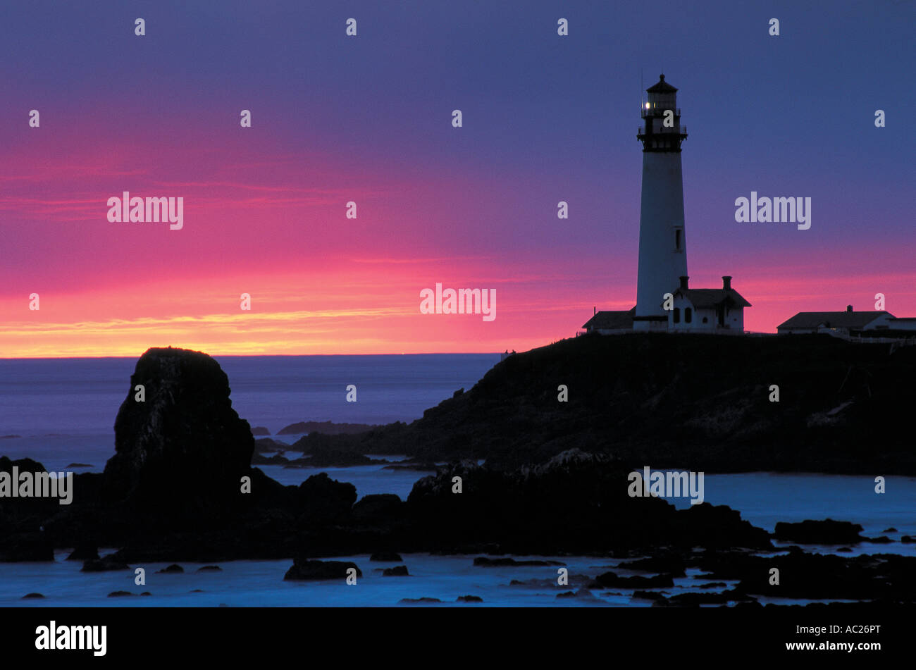 View of lighthouse at dusk Stock Photo - Alamy