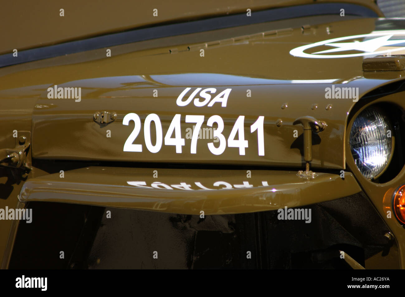 VEHICLE NUMBER USA ARMY JEEP HORIZONTAL BAPDB7694 Stock Photo - Alamy