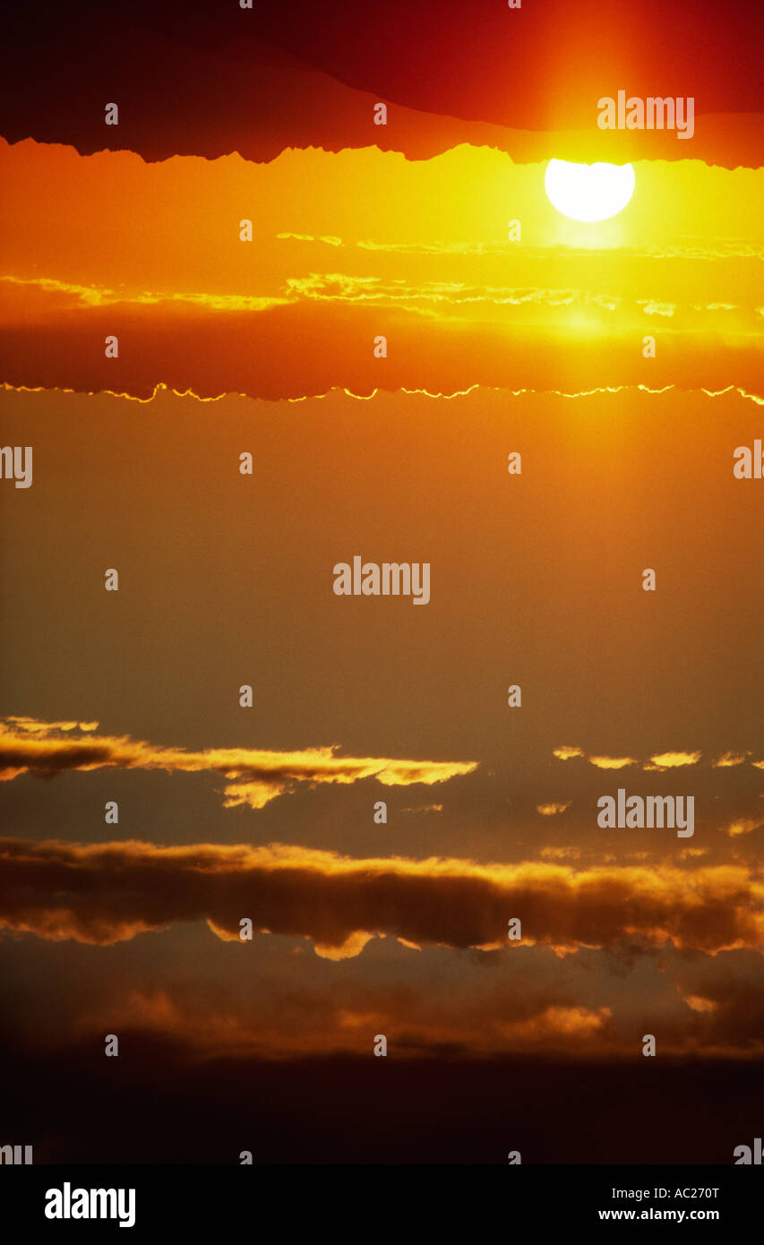 Upside down photograph of evening sun Stock Photo - Alamy