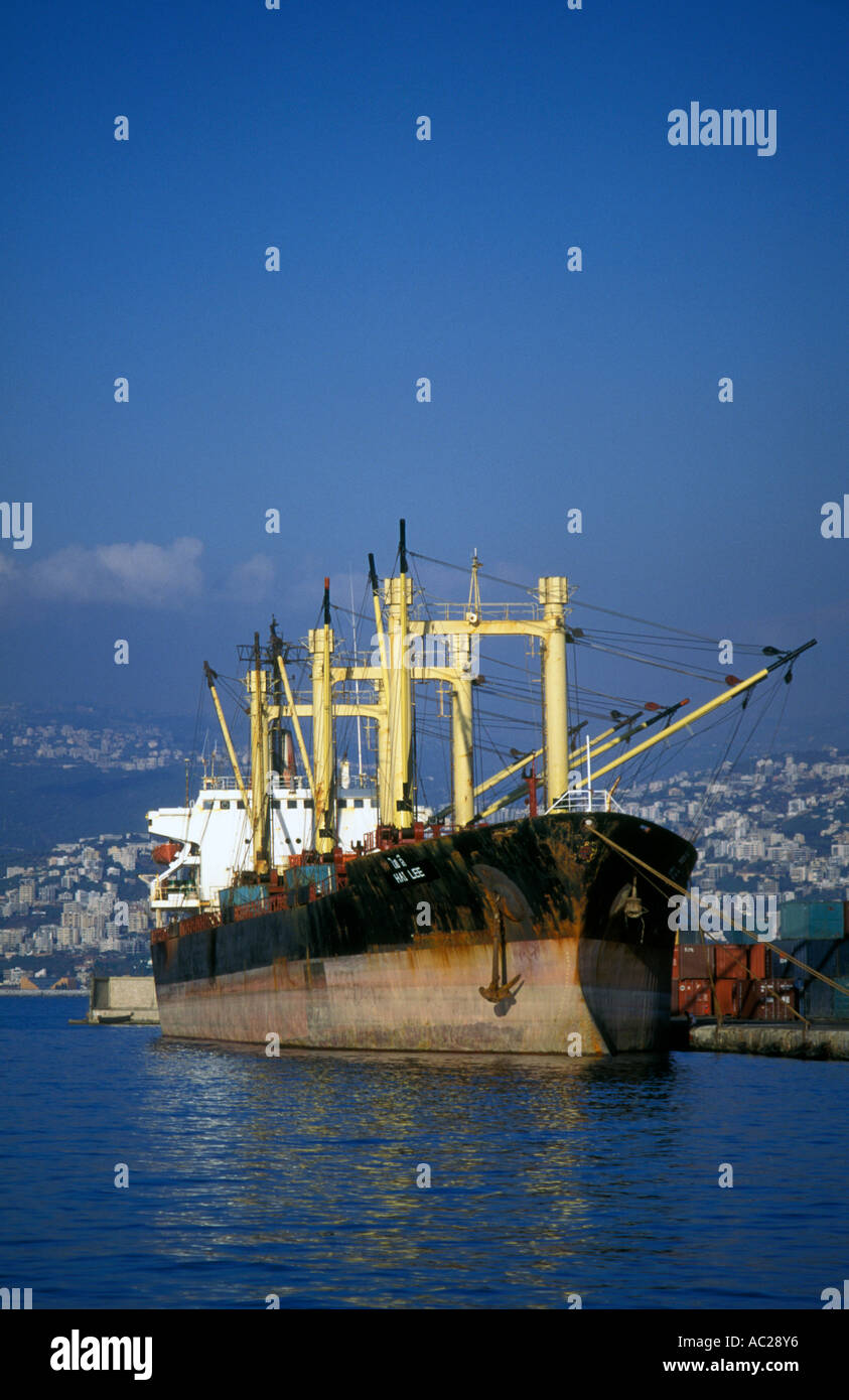 Container ship docked in port of Beirut, Lebanon Stock Photo - Alamy