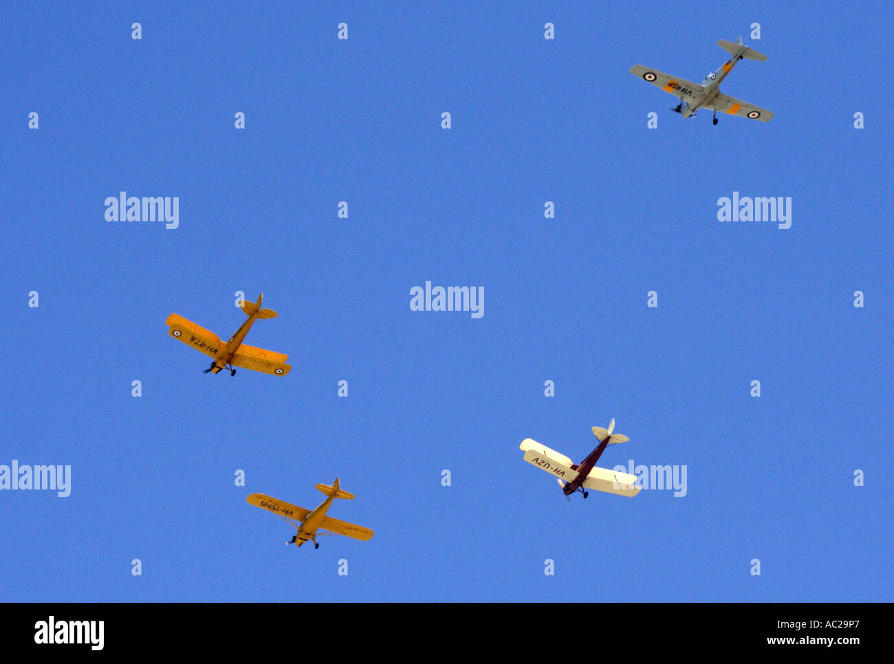 FOUR PLANES FLYING OVER ANZAC DAY PARADE HORIZONTAL BAPDA7622 Stock ...
