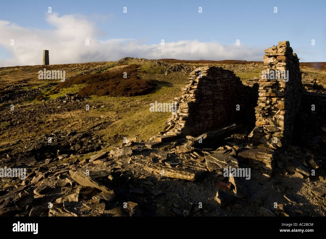 Lead smelt mill chimney stack and flue Stock Photo - Alamy