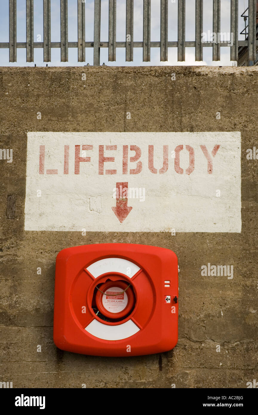 red and white lifebouy Stock Photo - Alamy