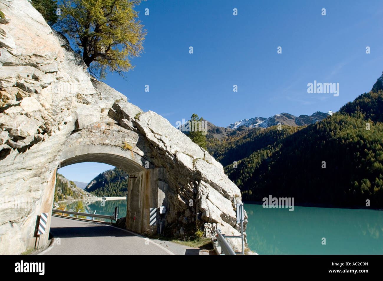 Road alongside Zufrittsee or Gioveretto lake, Martell valley, Alto ...