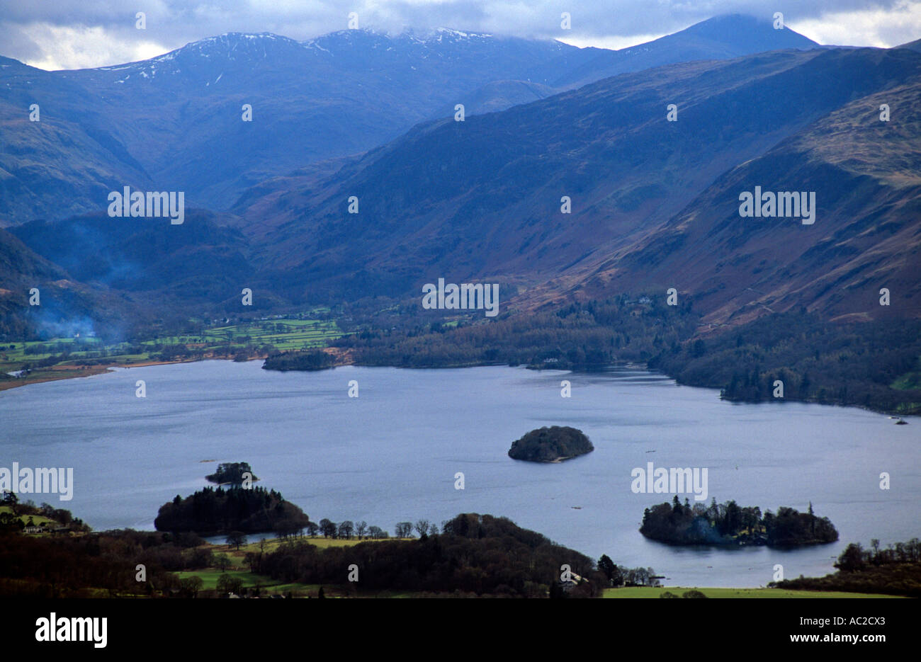 View from Skiddaw looking towards Keswick and Derwent Water Lake ...
