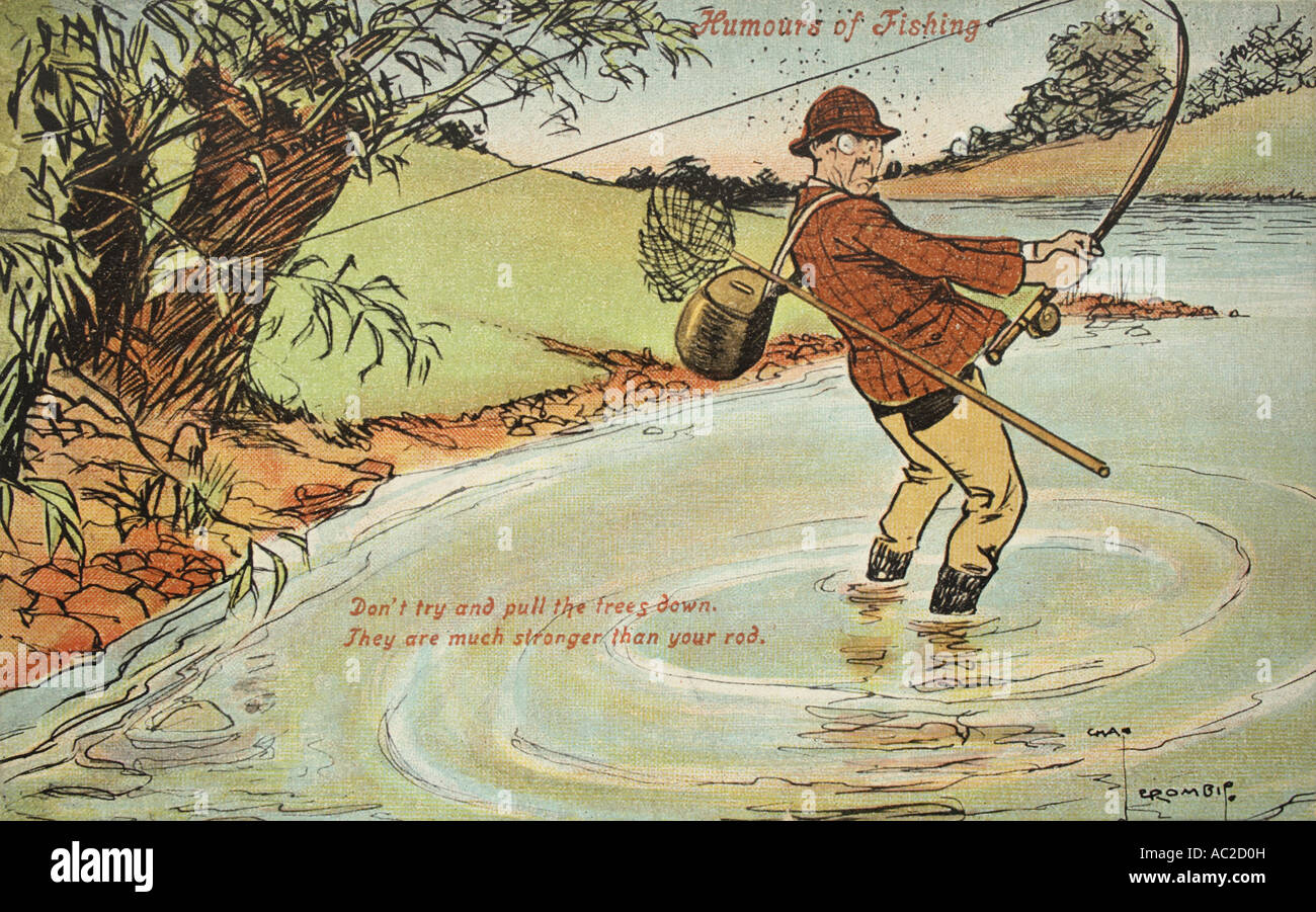 Vintage angling postcard Stock Photo - Alamy