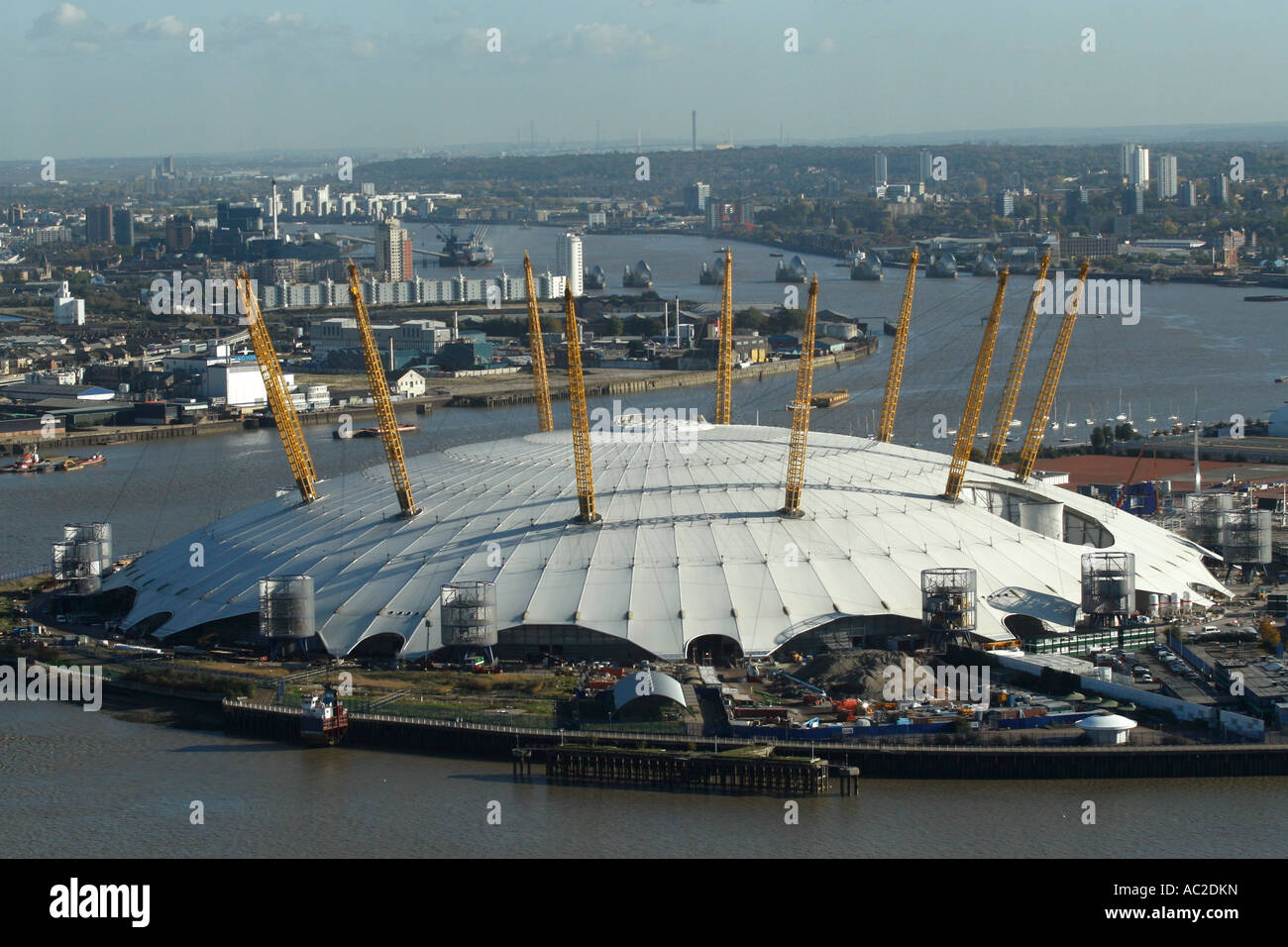 Aerial view of the O2 Dome in London beside the River Thames Formerly ...