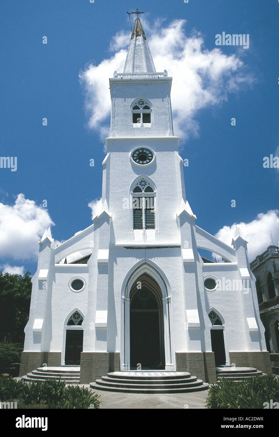 Old cathedral in Beira after a fresh coat of whitewash Mozambique Stock ...