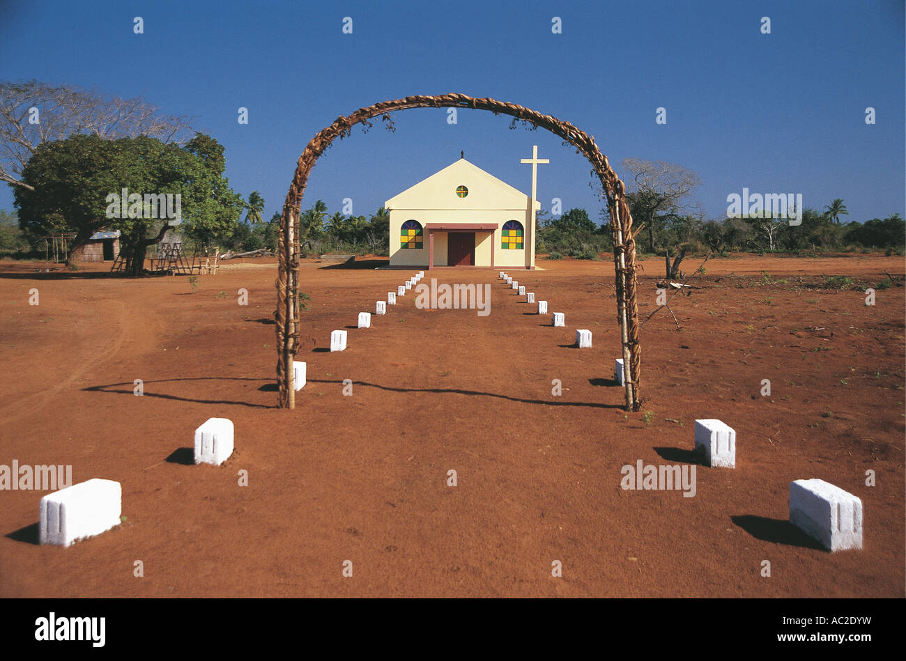 Entrance to Church in the bush Mozambique Stock Photo - Alamy