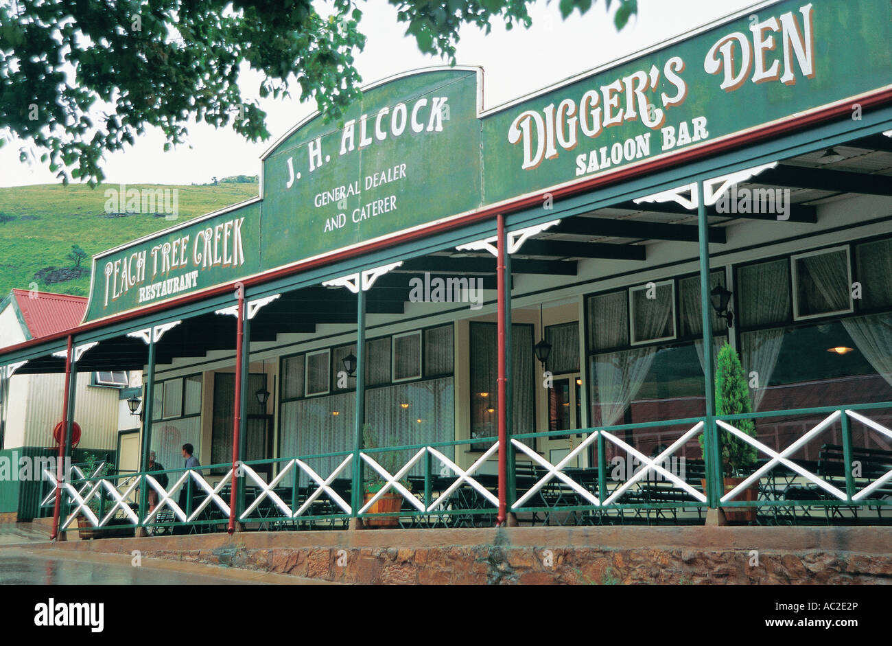 Restaurant and shops at Pilgrim s Rest historic gold mining village ...