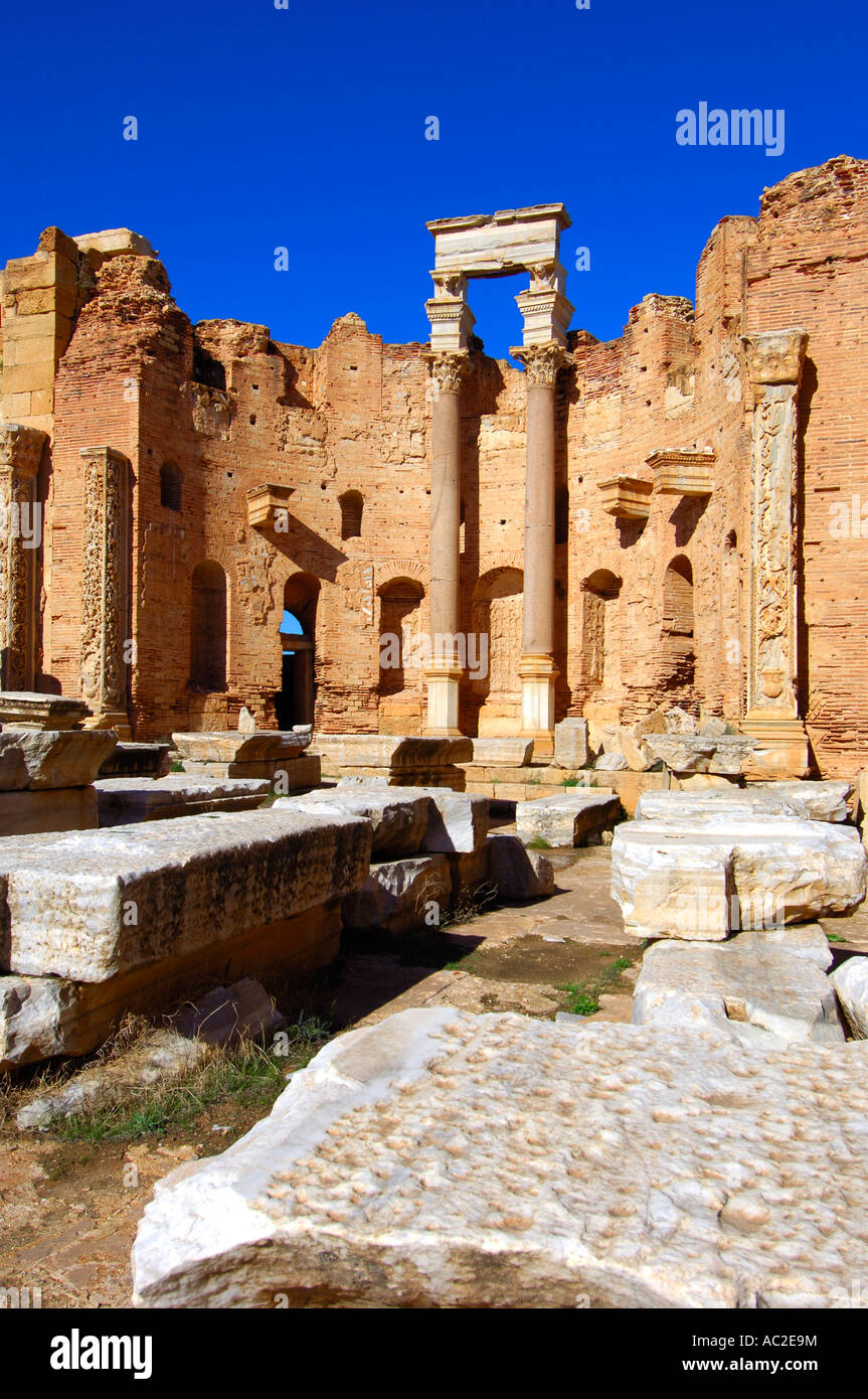 Severan Basilica Ruins of the Roman City Leptis Magna Libya Stock Photo ...