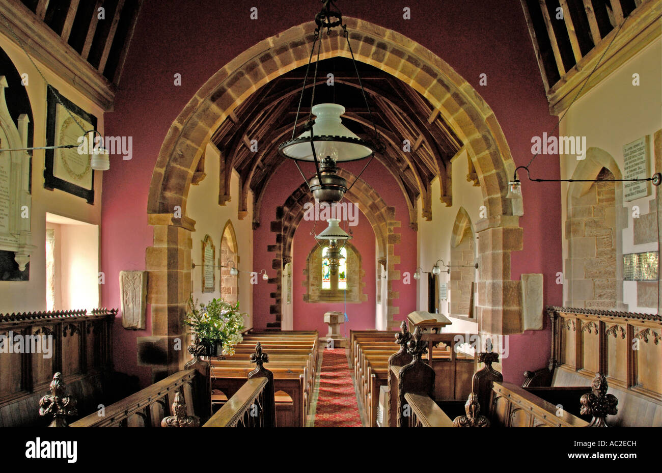 Interior , Ponsonby Church , looking West from East end . Cumbria ...