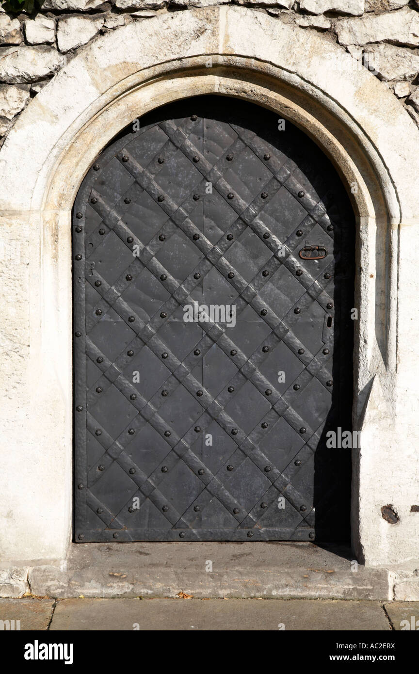 strong metal covered and braced fortified door for strength in wawel ...