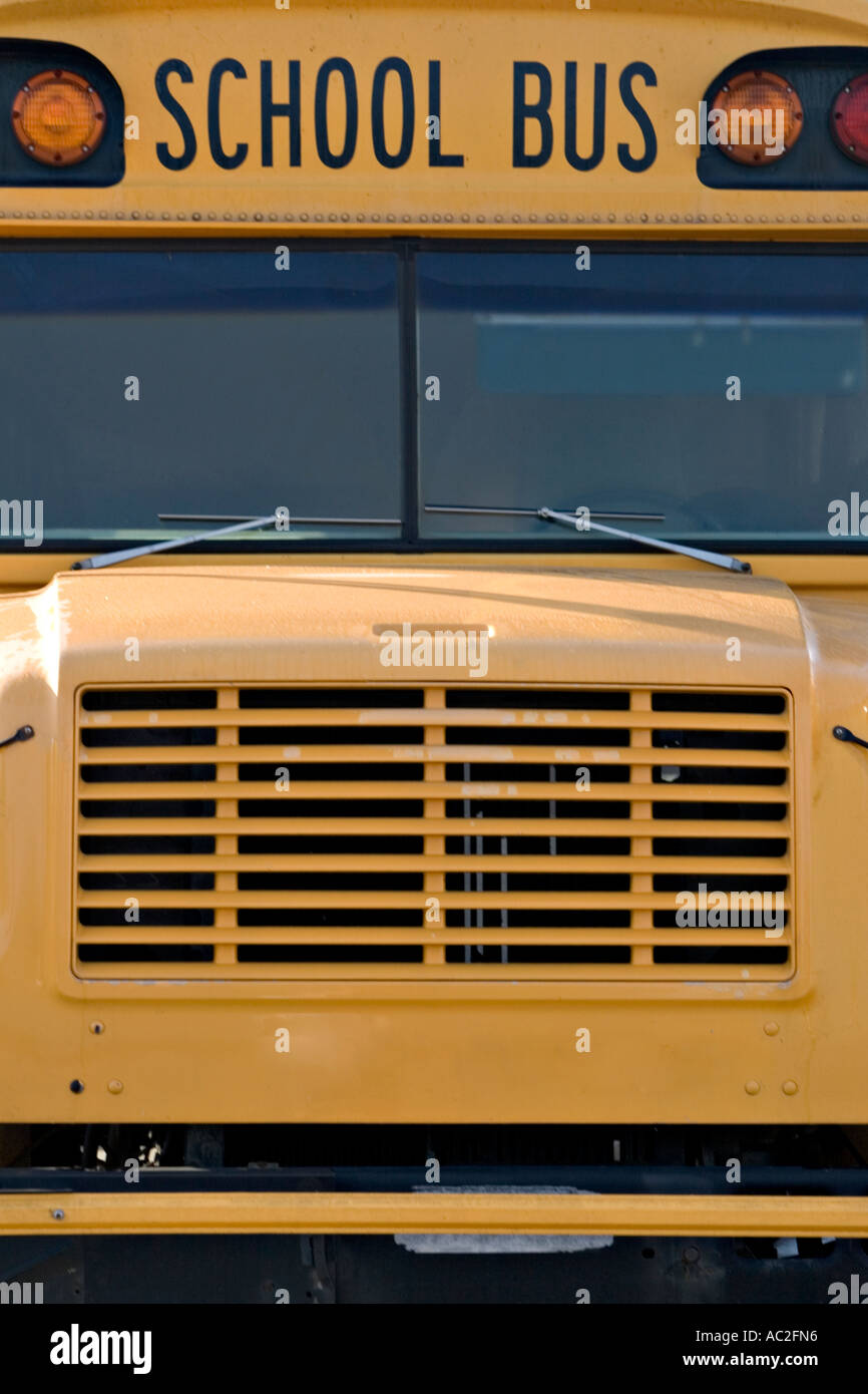 stock photo of a school bus that makes the bus look like a monster ...