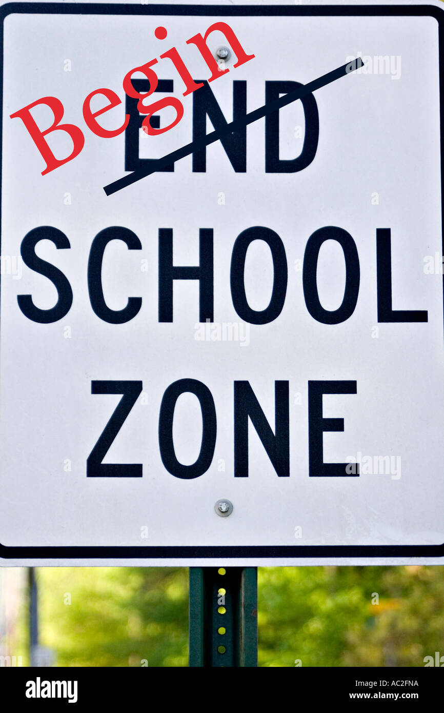 Stock photo of a School Zone sign changed to make it look like school ...