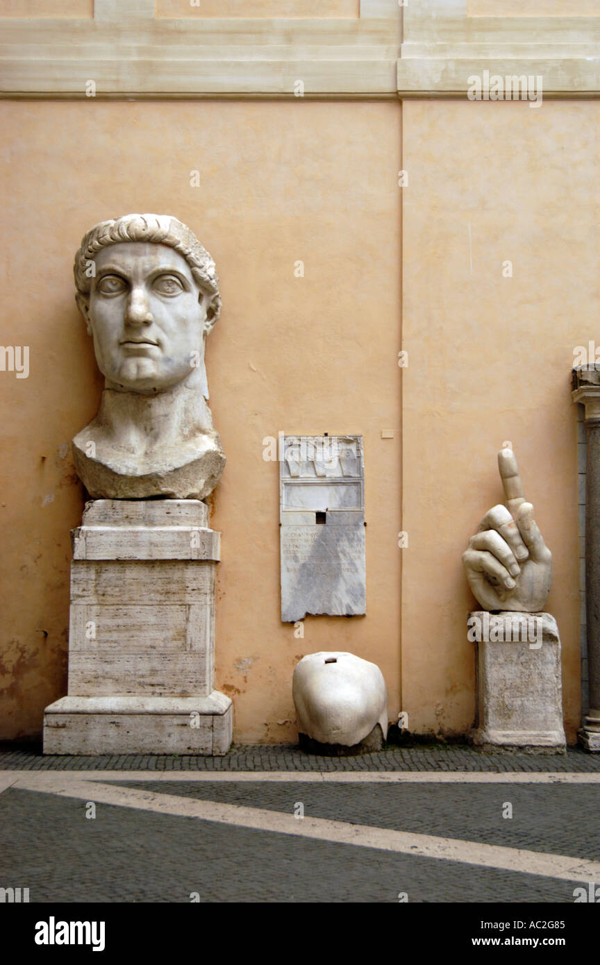 Fragments of a gigantic statue of Emperor Constantine in the Palazzo ...