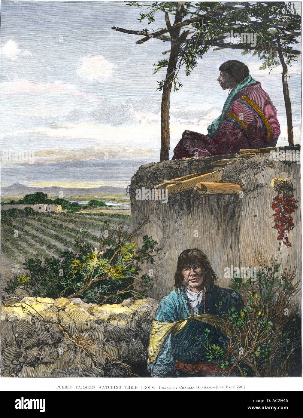 Pueblo Indians Farming Corn