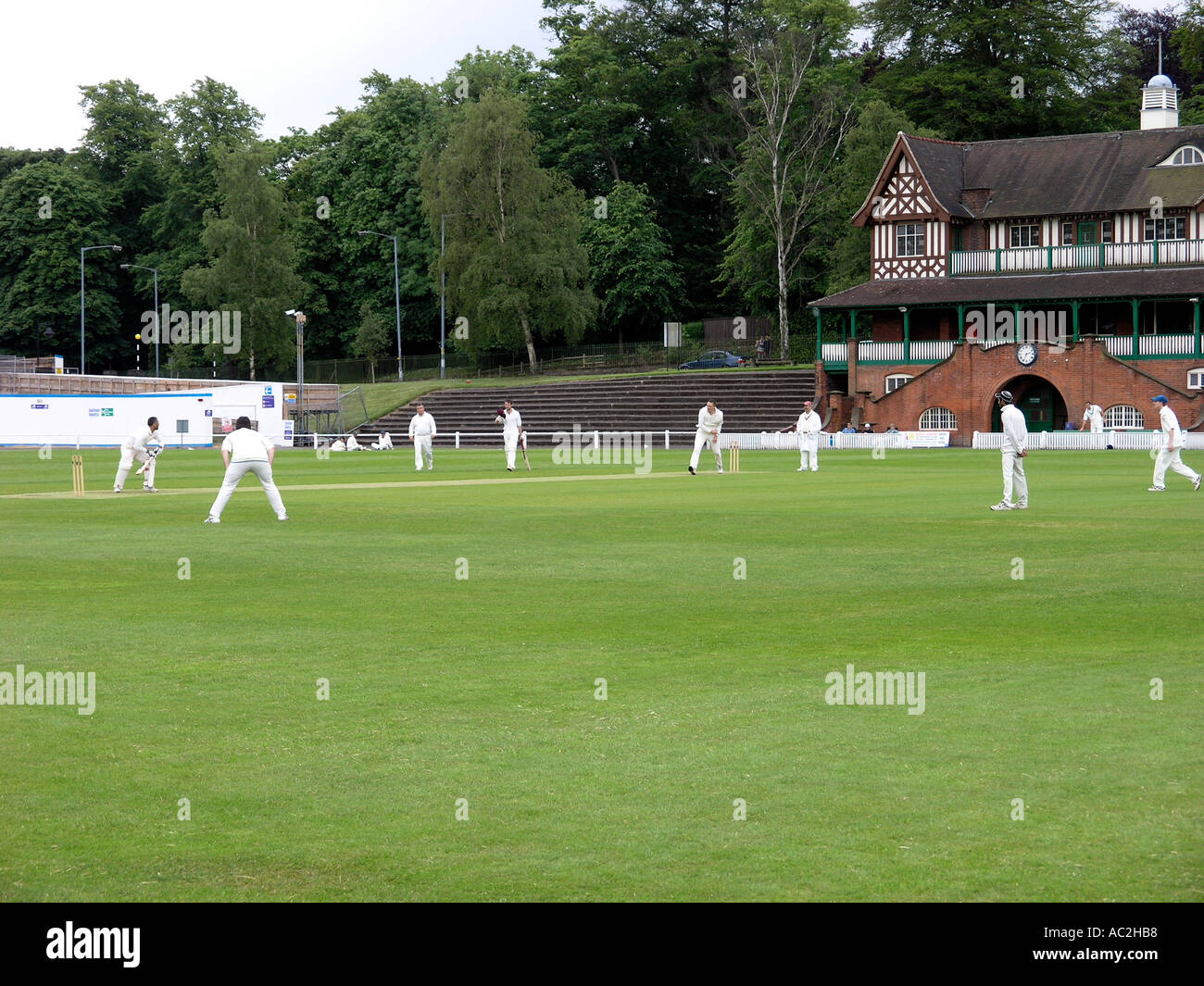 Cricket being played at the Cadbury sports club at Bournville Stock ...