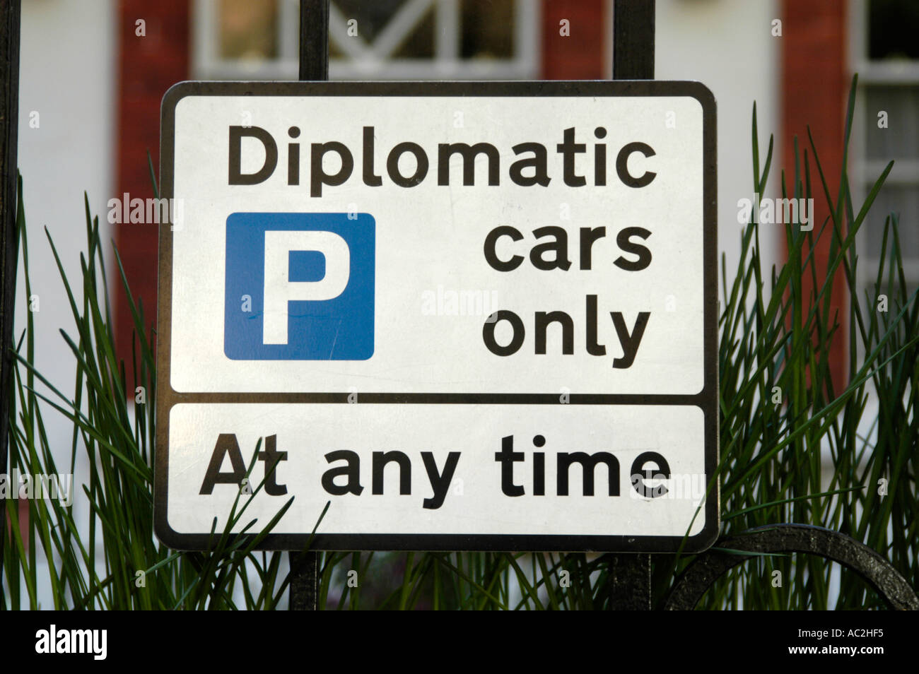 Parking sign Diplomatic cars only at any time London England UK Stock ...