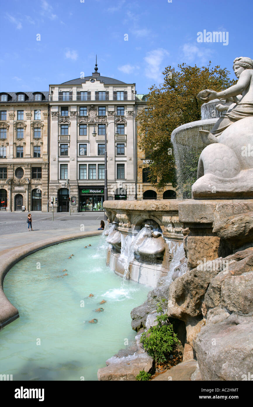 Wittelsbacher fountain at Lenbach Platz, Munich, Bavaria, Germany Stock ...
