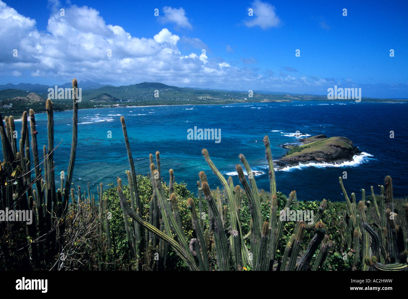 View of the island of Maria Minor, the Caribbean Ocean and Saint Lucia ...
