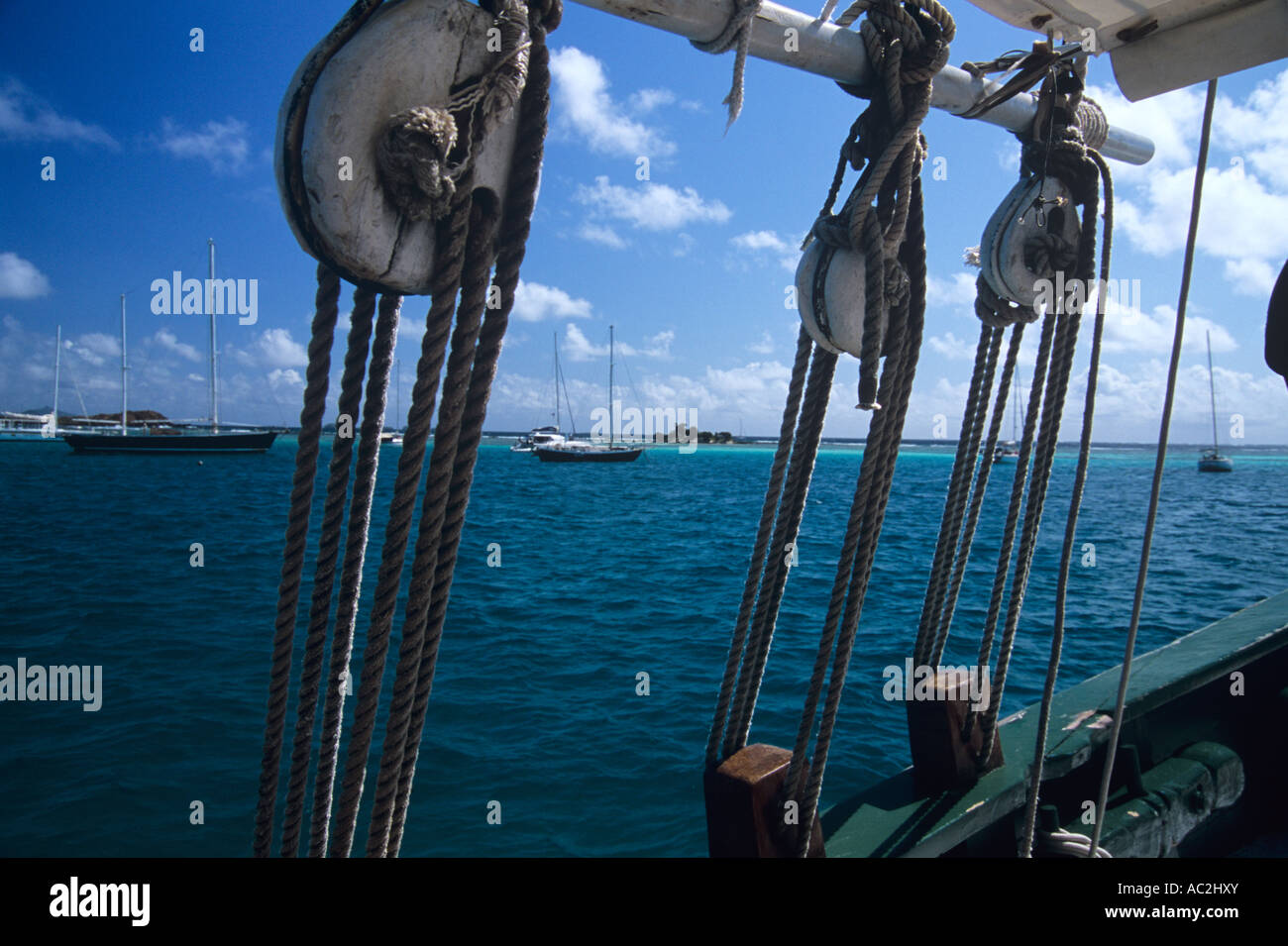 The Grenadines, a Caribbean view of yachts, islands and rigging from ...