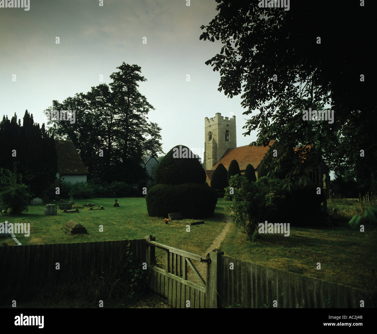 Borley Church with trimmed Yew Trees Stock Photo - Alamy