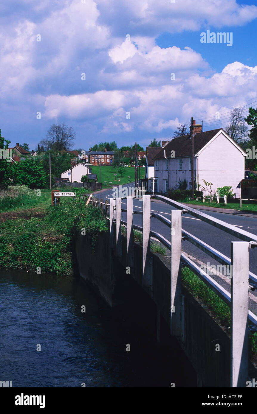 Village on a hillside overlooking the River Colne between Colchester ...