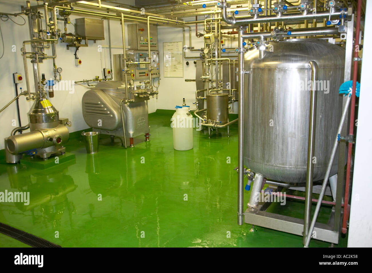 Inside the modern dairy of Acorn Dairy Garthorne Farm County Durham ...