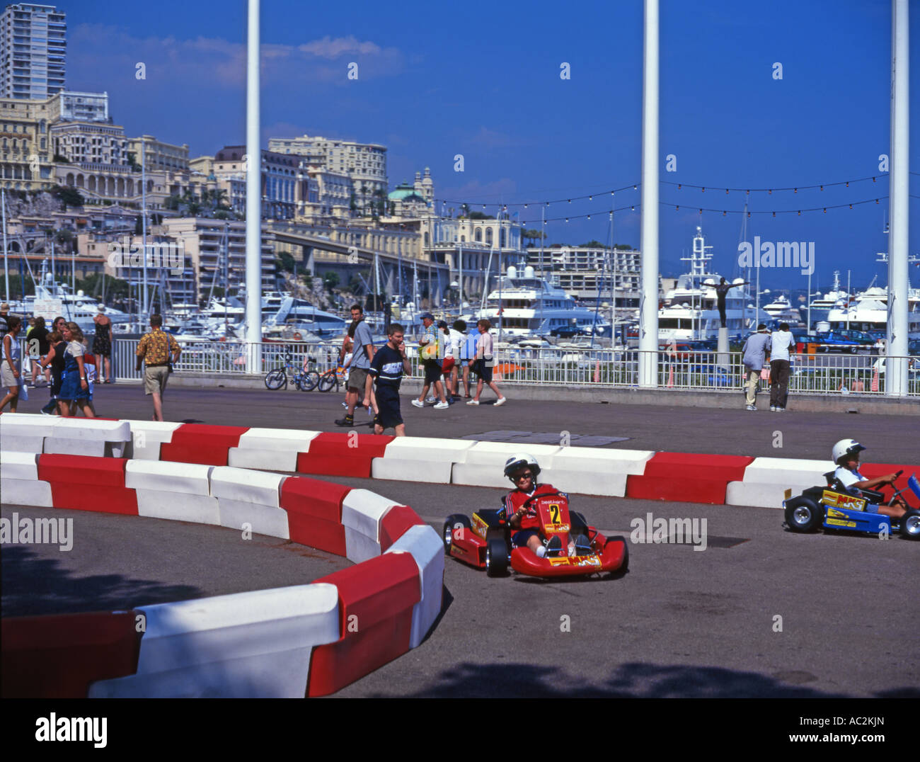 La Condamine, Monaco. Children karting on part of the Monte Carlo F1 ...