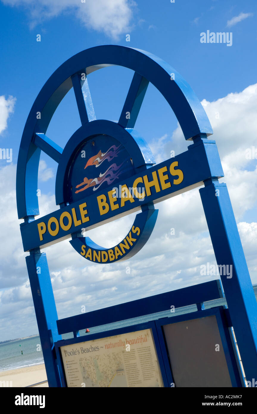 Sandbanks beach sign Poole Dorset UK Stock Photo - Alamy