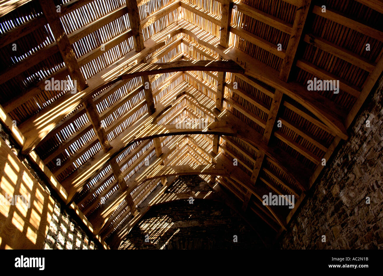 Internal roof structure of the 13th century St Teilos Church rebuilt at ...